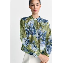 Schlupfbluse RICHROYAL, Damen, Gr. 42, urban lime, Web, Obermaterial: 78% Baumwolle, 22% Seide, normal, Rundhals, Manschette, Blusen Schlupfbluse, mit Pfingstrosenprint