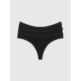Tanga "3 PACK THONG (LOW-RISE)", Damen, Gr. XS (34), 3 Stk., schwarz (schwarz, schwarz, schwarz), Jersey, Obermaterial: 95% Baumwolle, 5% Elasthan, Calvin Klein Underwear, unifarben, k&ouml;rpernah, Unterhosen Tanga, mit Markenlabel