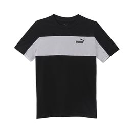 T-Shirt Puma "ESS BLOCK SMALL LOGO TEE B", Jungen, Gr. 128, Puma schwarz, Jersey, Obermaterial: 100% Baumwolle, regular fit normal, Rundhals, Shirts T-Shirt, f&uuml;r Jugendliche, Kurzarm, mit Rundhalsausschnitt, aus Baumwolle