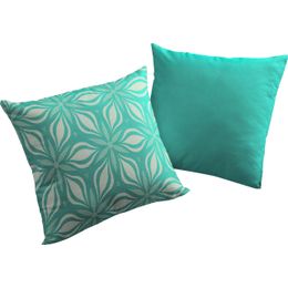 Kissenh&uuml;lle Adam "Retro Floret", blau (petrol), B:40cm L:40cm, Baumwolle, Obermaterial: 100% Baumwolle, Kissenbez&uuml;ge, Kissenh&uuml;lle, GOTS zertifiziert