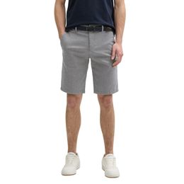 Chinoshorts Tom Tailor, Herren, Gr. 38, N-Gr, blau (wei&szlig; navy zig zag structure), Obermaterial: 97% Baumwolle, 3% Elasthan, unifarben, slim fit kniefrei, Hosen Chinoshorts, Sommerhose mit G&uuml;rtel