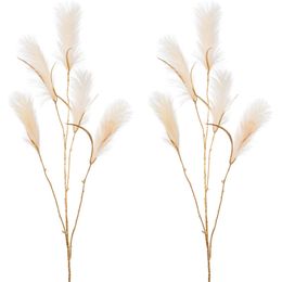 Winterliche Kunstpflanze CREATIV DECO "Weihnachtsdeko", gold (creme, goldfarben), H:129cm, Kunststoff, Polyester, Kunstpflanzen, Winterliche Kunstpflanze, 2er Set