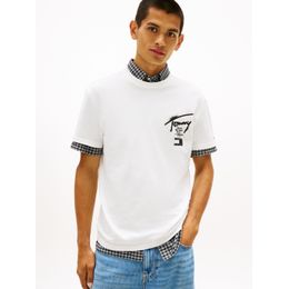 T-Shirt Tommy Jeans "TJM REGULAR CITY SIGN", Herren, Gr. XL, ecru, Single Jersey, Obermaterial: 100% Baumwolle, unifarben, regular fit normal, Rundhals, eingesetzt abgesteppte Kante, Shirts T-Shirt, Regular fit mit Markenprint
