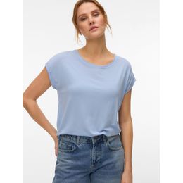 V&eacute;ro Moda Rundhalsshirt VERO MODA "VMAVA PLAIN SS TOP GAJRS NOOS", Damen, Gr. S, brunnera blau, Jersey, Obermaterial: 95% Lyocell, 5% Elasthan, unifarben, regular fit normal, Rundhals, Shirts Rundhalsshirt, Materialmix, regular fit