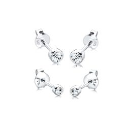 Ohrstecker-Set Elli "Ohrringe Ohrstecker Set Wei&szlig; 925 Sterling Silber, mit Kristallen von Swarovski", silber, Ohrringe, Damen, Silber 925 (Sterlingsilber), Ohrstecker-Set