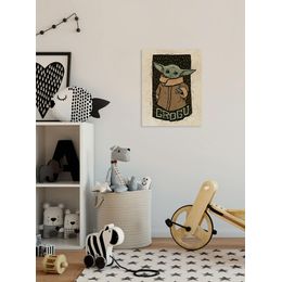 Leinwandbild Komar "Star Wars The Mandalorian Grogu Lino-Cut", beige (farbe bild(er): beige), Disney, 1 Stk., Vlies, Bilder, Leinwandbild, 30 x 40 cm (Breite x H&ouml;he) - Kinderzimmer, Dekoration