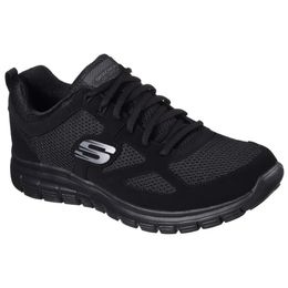 Sneaker Skechers "BURNS-AGOURA", Herren, Gr. 39, schwarz, Leder, Textil, kontrastfarbene Details, Schuhe Sneaker, Schn&uuml;rschuh, Sportschuh mit Memory Foam, Topseller