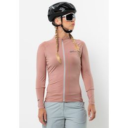 Fahrradjacke Jack Wolfskin "GRAVEX FZ L/S W", Damen, Gr. XXL (48), rosa (rose, dawn), OBERSTOFF: 82% POLYESTER, 18% ELASTHAN. LINING: 100% POLYESTER, Jacken Fahrradjacke