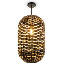 Paco Home Pendelleuchte "KAGLONG", schwarz, &Oslash; 30cm H: 51cm, Leuchten, Rattan Optik Pendelleuchte Korblampen H&auml;ngend Wohnzimmer Boho Natur, Pendelleuchte