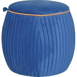 Stauraumhocker Home Affaire, blau, B:49cm H:46cm T:49cm, Samtbezug 100% Polyester, Hocker, Stauraumhocker