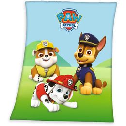 Kinderdecke PAW PATROL "Paw Petrol", blau (blau, gr&uuml;n), B:130cm L:160cm, Kunstfaser, Wohndecken, Kinderdecke, mit Motiv, Kuscheldecke