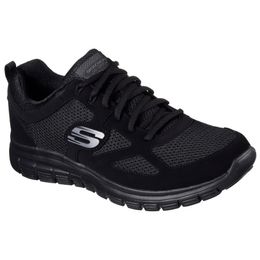 Sneaker Skechers "BURNS-AGOURA", Herren, Gr. 43, schwarz, Leder, Textil, kontrastfarbene Details, Schuhe Sneaker, Schn&uuml;rschuh, Sportschuh mit Memory Foam