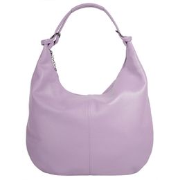 Shopper CLUTY, Damen, Gr. B/H/T: 35cm x 33cm x 7cm onesize, lila (violett), Leder, leicht gl&auml;nzend, unifarben, Taschen Shopper, echt Leder, Made in Italy