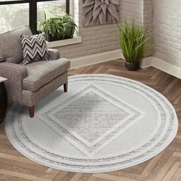 Teppich Carpet City "LINDO 8853", beige, H:11mm &Oslash;:160cm, Obermaterial: 100% Polyester, Teppiche, Teppich, Kurzflor, Hochtief-Muster/ 3D-Effekt, Boho-Stil, Wohnzimmer