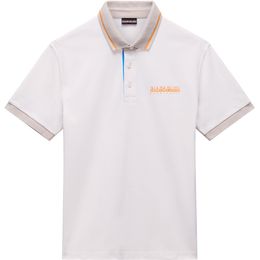 Poloshirt Napapijri "E-ZERI SS", Herren, Gr. L, wei&szlig; (wei&szlig; whisper), Piqu&eacute;, Obermaterial: 100% Baumwolle, unifarben, regular fit normal, Rundhals, eingesetzt angesetztes B&uuml;ndchen, Shirts Poloshirt, Mit Rundhalsausschnitt