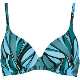 B&uuml;gel-Bikini-Top Naturana "Beautiful Beaches", Damen, Gr. 40, Cup D, bunt (emerald multicolor), Obermaterial: 74% Polyamid, 26% Elasthan, bedruckt, mehrfarbig, Bikini-Oberteile B&uuml;gel-Bikini-Top, breiter R&uuml;ckenverschluss, mit Muster, mit B&uuml;gel, verstellbare Tr&auml;ger