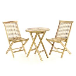 Garten-Essgruppe Vcm "3-tlg. Sitzgruppe Garten Tisch Stuhl Holz Teak", braun, B:46cm, Obermaterial: 100% Holz Wood., Sitzm&ouml;bel-Sets, Garten-Essgruppe