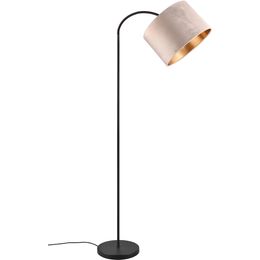 OTTO HOME Stehlampe "Jerrett, Stehleuchte 156cm, mit Fu&szlig;schalter exkl 1x E27 Leuchtmittel", beige (beige gold), 1, &Oslash; 35cm H: 156cm, 1 Stk., Leuchten, gebogene Stehlampe Wohnzimmer mit Samtschirm &Oslash; 35cm beige / innen gold, Stehlampe