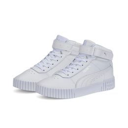 Sneaker Puma "CARINA 2.0 MID", Damen, Gr. 37, wei&szlig; (Puma wei&szlig;, Puma wei&szlig;, Puma silber), Leder, Synthetik, Schuhe Sneaker, Topseller