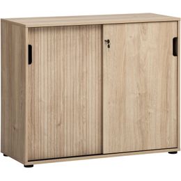 Schiebet&uuml;renschrank Schildmeyer "Emmik, Breite 100,1 cm, T&uuml;ren abschlie&szlig;bar", braun (wei&szlig; eiche), B:100,1cm H:83,6cm T:41cm, FSC-zertifizierter Holzwerkstoff, Schr&auml;nke, Schiebet&uuml;renschrank, Made in Germany