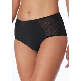 Midislip Schiesser "Air", Damen, Gr. 40, schwarz (000, schwarz), Microfaser, Obermaterial: 85% Polyamid, 15% Elasthan, unifarben, eng, Unterhosen Midislip, mit transparenten Spitzen-Eins&auml;tzen