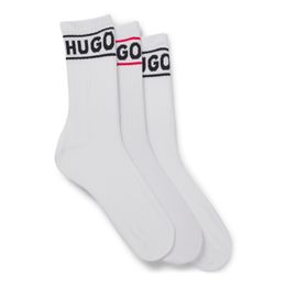 Freizeitsocken HUGO UNDERWEAR "3P QSRIB SPORTY CC W", Damen, Gr. 39-42, wei&szlig; (wei&szlig; 100), Baumwollmischung, unifarben, elastisch, Socken Freizeitsocken, mit kontrastfarbenem Logodetail