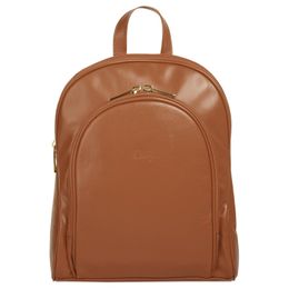 Cityrucksack CLUTY, Damen, Gr. B/H/T: 30cm x 25cm x 12cm, onesize, braun (cognac), Leder, Rindsleder, unifarben, Rucks&auml;cke Cityrucksack, echt Leder, Made in Italy