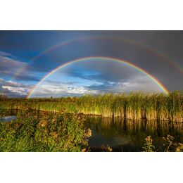 Fototapete papermoon "REGENBOGEN &Uuml;BER FLUSS-LANDSCHAFT NATUR HIMMEL WOLKEN", bunt, B:5m L:2,8m, Vlies, Tapeten, Fototapete