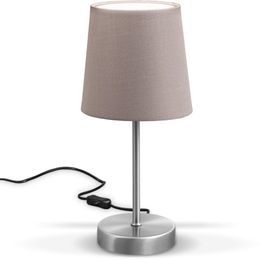 B.K.LICHT Tischleuchte, grau (taupe), 1, &Oslash; 10cm H: 30,8cm, Leuchten, LED Nachttischlampe mit Schalter E14 IP20 Stoff taupe matt-nickel, Tischleuchte
