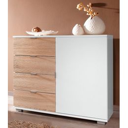 Sideboard Priess, wei&szlig; (wei&szlig;, eichefarben s&auml;gerau), B:82cm H:71cm T:38cm, Sideboards, Sideboard, Breite 82 cm