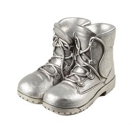 Spardose AMBIENTE HAUS "Stiefel, silberfarben", silber (altsilberfarben), B:14cm H:13cm T:17cm, Kautschuk, Spardosen, Spardose, Sparschwein, Retro-Design, ideales Geschenk