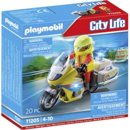 Konstruktions-Spielset Playmobil "Notarzt-Motorrad mit Blinklicht (71205), My City Life", bunt, Spielbausteine, Kinder, Kunststoff, Konstruktions-Spielset, mit Lichtmodul; Made in Europe