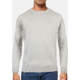 Rundhalspullover INDICODE "INTownsend", Herren, Gr. L, lt grau mel, Strick, Obermaterial: 80% Baumwolle, 20% Polyamid, meliert, normal, Rundhals, B&uuml;ndchen, Pullover Rundhalspullover