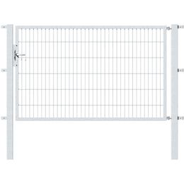 Zauneinzelt&uuml;r Alberts "Flexo", silber (silberfarben), B:200cm H:120cm, Stahl, Tore, Zauneinzelt&uuml;r, 200 cm Breite, in versch. H&ouml;hen