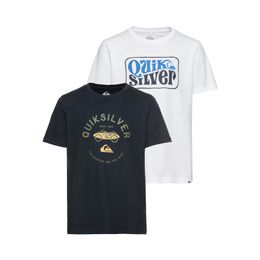 T-Shirt Quiksilver "GETTIN AIR SHORT SLEEVE TEE PACK YOUTH", Jungen, Gr. 16 (170/176), blau (navy, wei&szlig;), Single Jersey, Obermaterial: 100% Baumwolle, Rundhals, Shirts T-Shirt, f&uuml;r Kinder