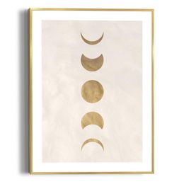 Poster Reinders "Moonphases", gold (farbe bild(er): gold), B:30cm H:40cm T:1,6cm, MDF, Bilder, Poster