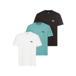 T-Shirt Quiksilver "NOTCHED SHORT SLEEVE TEE PACK3 YM", Herren, Gr. L, wei&szlig; (schwarz, wei&szlig;, sea spray), Obermaterial: 100% Baumwolle, Shirts T-Shirt