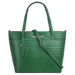 Henkeltasche CLUTY, Damen, Gr. B/H/T: 35cm x 28cm x 12cm onesize, gr&uuml;n, Leder, Reptilienpr&auml;gung, Taschen Henkeltasche, echt Leder, Made in Italy