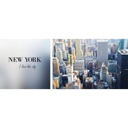 Leinwandbild queence "New York", grau (farbe bild(er): grau), B:100cm H:40cm T:2cm, Canvas, Holzrahmen, Bilder, Leinwandbild, Premium-Leinwandstoff, Handarbeit aus Deutschland, Spruch, 2er Set