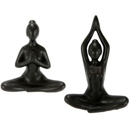 Dekofigur I.GE.A. "Yoga-Frau", schwarz, B:16cm H:17cm, Keramik, Dekofiguren, Dekofigur, 2er Set, Yogafigur, Yogaskulptur