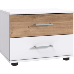 Nachtkommode wimex "Taiga", wei&szlig; (wei&szlig;, plankeneiche nachbildung), B:52cm H:40cm T:38cm, Holzwerkstoff, Sideboards, Nachtkommode, mit 2 Schubladen, 52cm breit