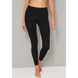 Leggings Schiesser "Personal Fit", Damen, Gr. S, N-Gr, schwarz (000, schwarz), Single Jersey, Obermaterial: 55% Viskose, 25% Polyester, 20% Elasthan, unifarben, bequem lang, Hosen Leggings, mit optimaler Passform