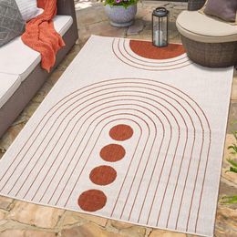 Outdoorteppich Carpet City "DUO RUG 5739", rot, B:200cm H:5mm L:290cm, Obermaterial: 100% Polypropylen, Teppiche, Outdoorteppich, Wendeteppich Wetterfest In- & Outdoor, Balkon, Terrasse, Wohnzimmer