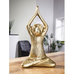 Tierfigur Gilde "Skulptur Monkey", gold (goldfarben), B:16cm H:28,5cm T:9cm, Aluminium, Dekofiguren, Tierfigur