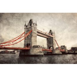 Leinwandbild queence "Tower Bridge", grau (farbe bild(er): grau), B:60cm H:40cm T:2cm, Canvas, Holzrahmen, Bilder, Leinwandbild, Premium-Leinwandstoff, Handarbeit aus Deutschland