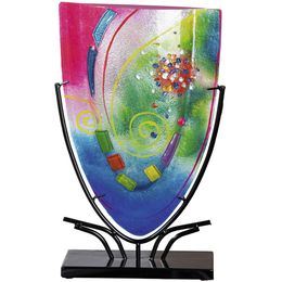 Tischvase CASABLANCA BY GILDE "Vase oval Cool blau; pink H. 49 cm", bunt (blau, pink), B:30cm H:49cm T:10,5cm, Glas, Metall, Vasen, Tischvase