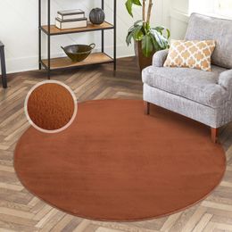Hochflor-Teppich Carpet City "TOPIA400", orange (terra), H:21mm &Oslash;:160cm, Obermaterial: 100% Polyester, Teppiche, Hochflor-Teppich, besonders weich und kuschelig durch Polyester, Uni-Farben
