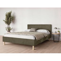 Polsterbett "Albybyn, Bettgestell mit Kopfteil und Lattenrost, in 2 Breiten", braun, B:145cm H:84cm L:205,5cm, 100% Polyester, Home Affaire COLLECTION, Betten, Polsterbett, ohne Bettkasten und Matratze, in 2 Breiten- 140 und 160 cm