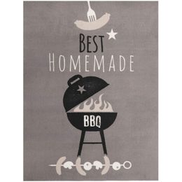 Fu&szlig;matte "BBQ Grillunterlage HOMEMADE", grau, B:90cm H:5mm L:120cm, Polyamid, PRIMAFLOR-IDEEN IN TEXTIL, Teppiche, Fu&szlig;matte, Grillmatte ideal als Bodenschutz, mit Spruch, rutschhemmend, waschbar