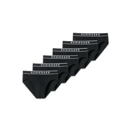 Slip Schiesser "Slip 6PACK Rio-Slip "95/5" 6er Pack", Herren, Gr. M, schwarz, Obermaterial: 95% Baumwolle CO. 5% Elasthan EL., Unterhosen Slip